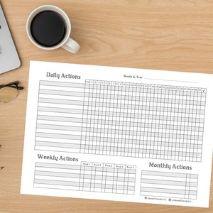 Printable ACTION PLANNER B&W, Action Planner Printable, Instant ...