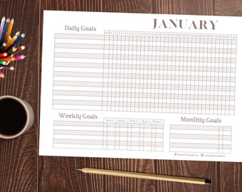 Printable HABIT TRACKER B&W Habit Tracker Printable Print at - Etsy