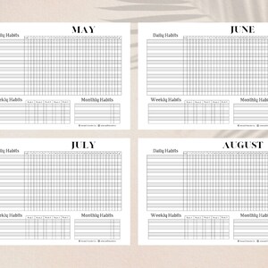 12 Month Printable HABIT TRACKER B&W, 365 Habit Tracker, Printable ...