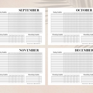 12 Month Printable HABIT TRACKER B&W, 365 Habit Tracker, Printable ...