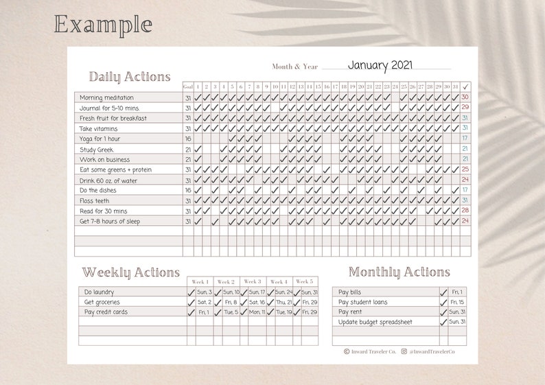 Printable ACTION PLANNER B&W, Action Planner Printable, Instant ...