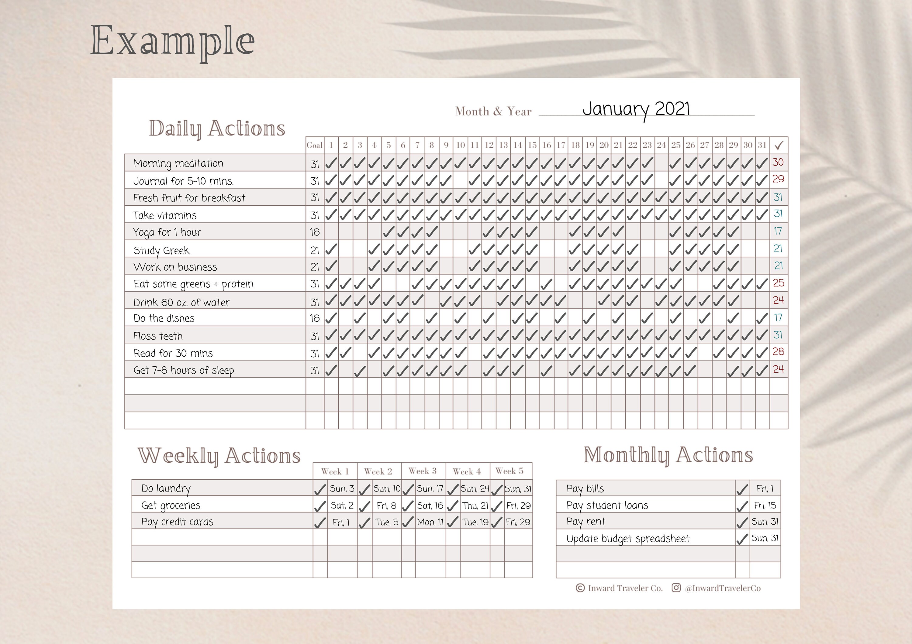 Printable ACTION PLANNER B&W, Action Planner Printable, Instant ...