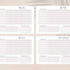 12 Month Printable GOAL TRACKER Beige, Printable Goal Planner ...