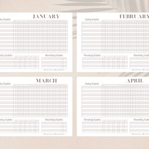 12 Month Printable HABIT TRACKER Beige, Printable 12 Month Productivity ...