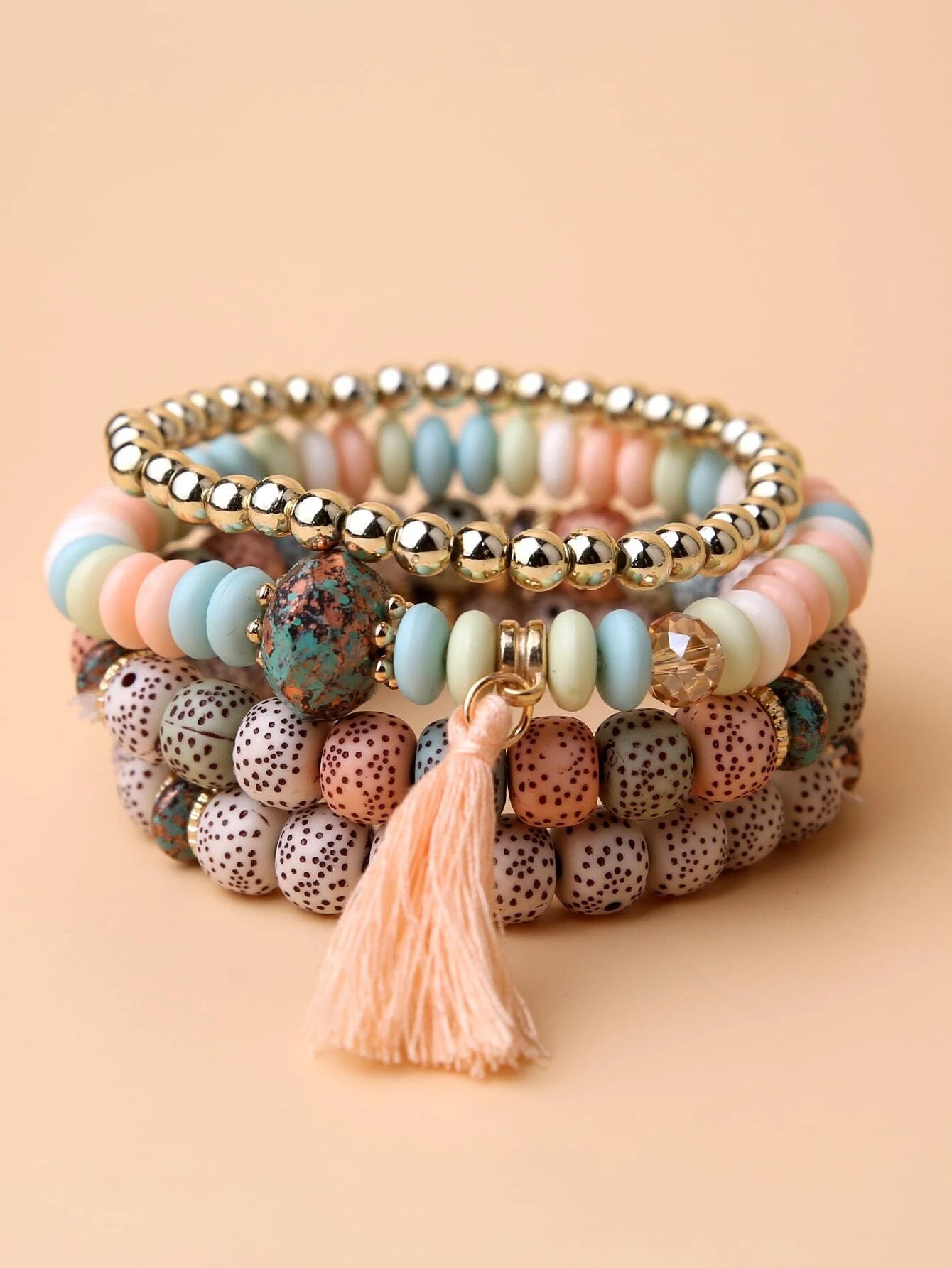Beaded Boho Bracelet Stack Set Of 4 The Kenna Bracelet Etsy