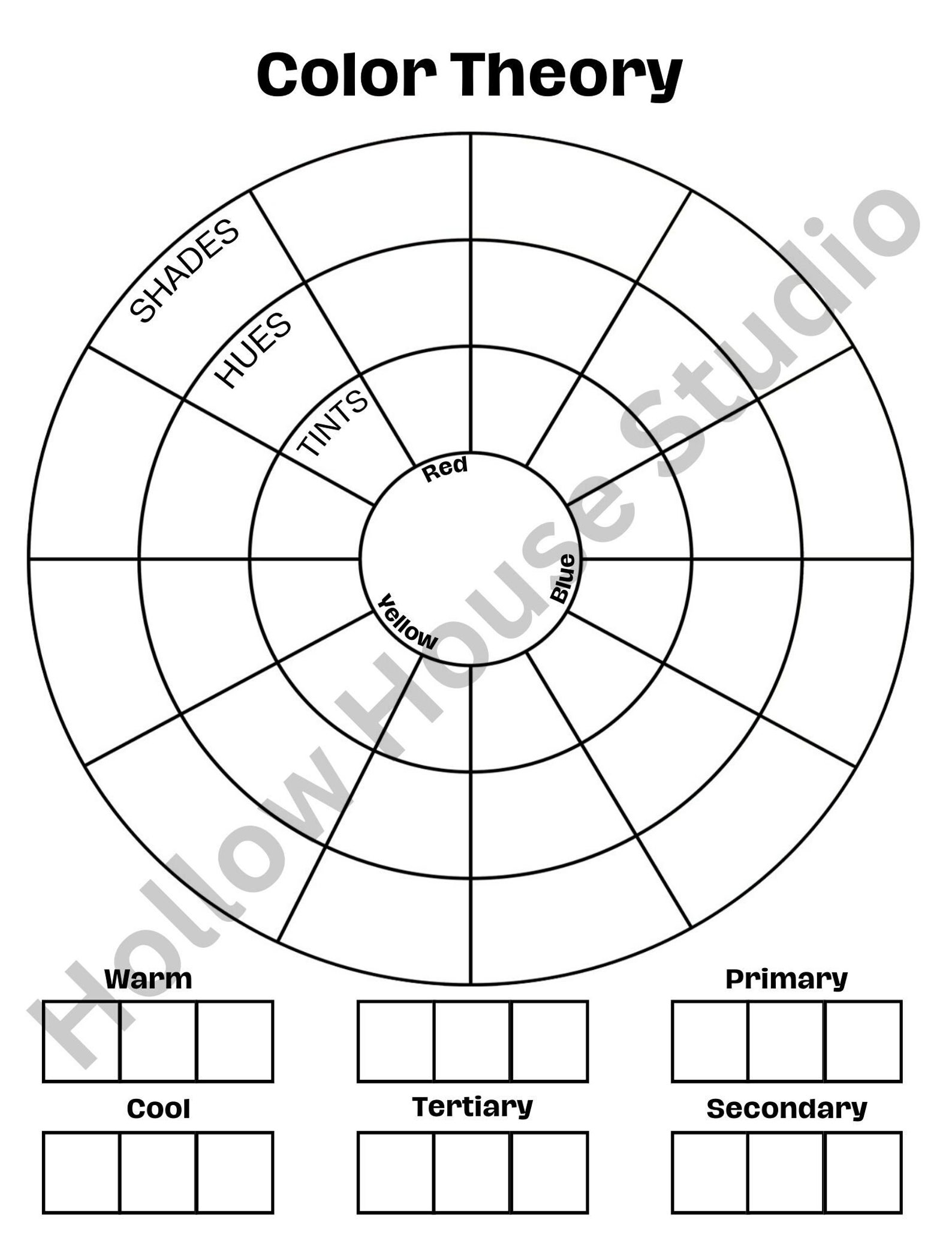 Color Theory/color Wheel Worksheet - Etsy