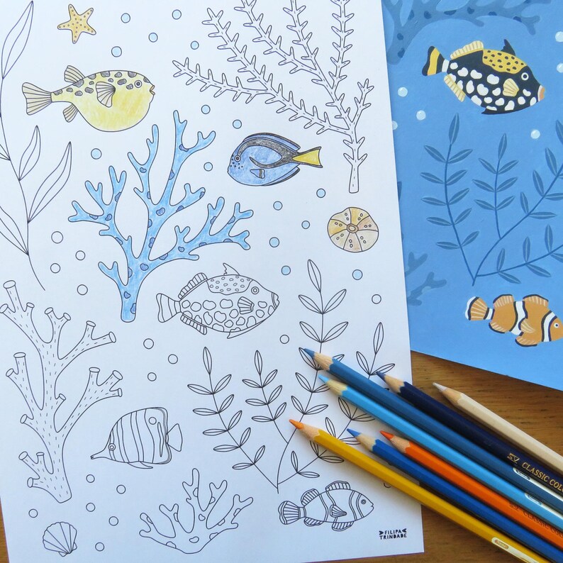 Tropical Fish Coloring Page A4, Animal Coloring Page, Print and Color ...