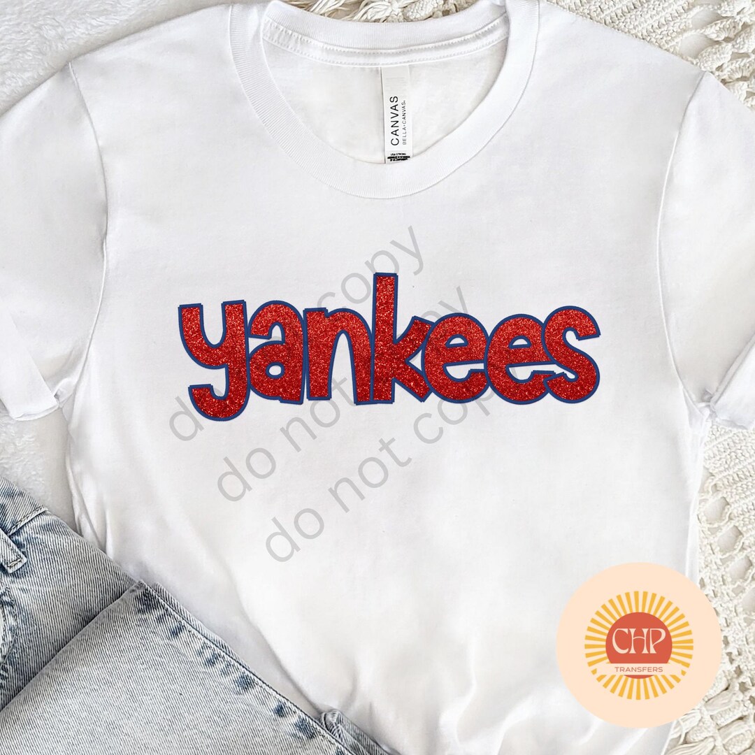 NY Yankees Faux Stitch and Faux Glitter Digital Download PNG - Etsy