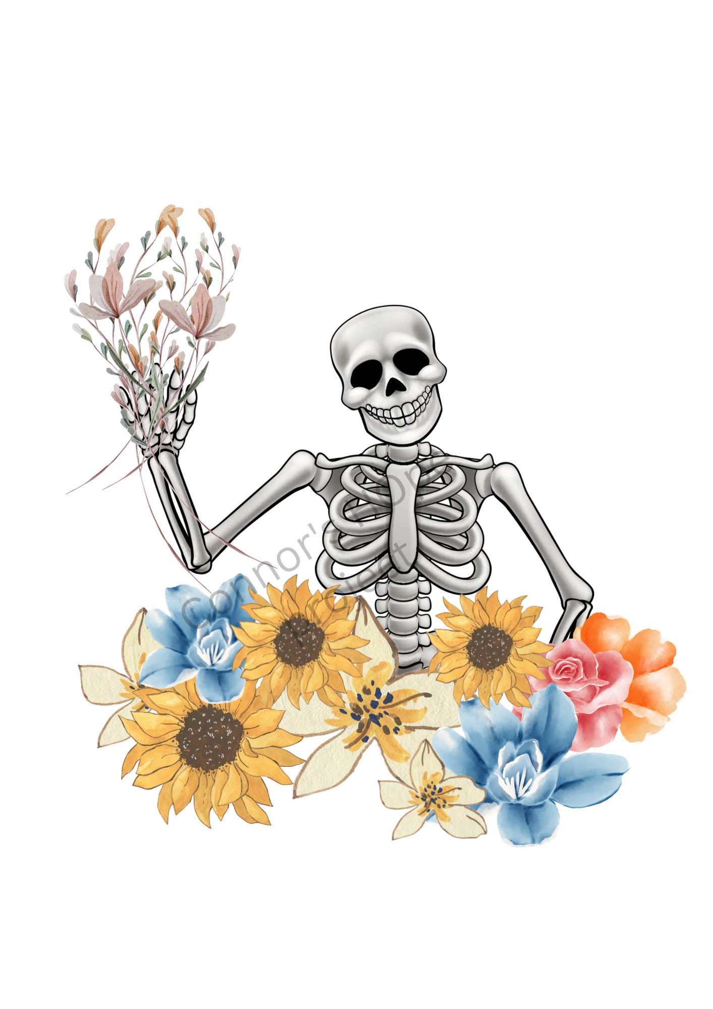 Skeleton With Flowers Digital Download - Etsy