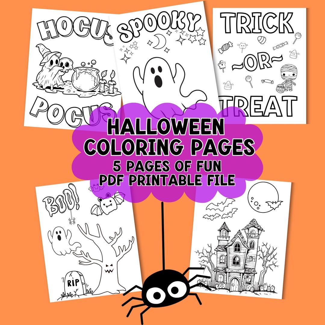 Halloween Coloring Pages PDF Printable Digital Download - Etsy