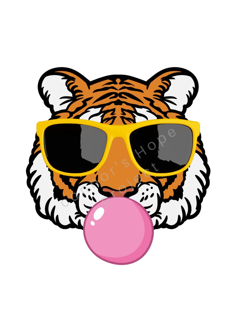 Tiger Bubble Gum With Glasses Digital Download - Etsy