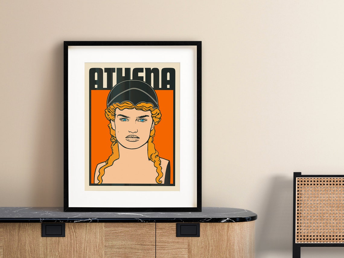 Athena Wall Art, Greek Mythology Poster, Divine Feminine Art, Retro ...