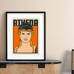 Athena Wall Art, Greek Mythology Poster, Divine Feminine Art, Retro ...