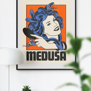 Medusa Decor, Medusa Wall Art, Greek Mythology Poster, Snake Goddess ...