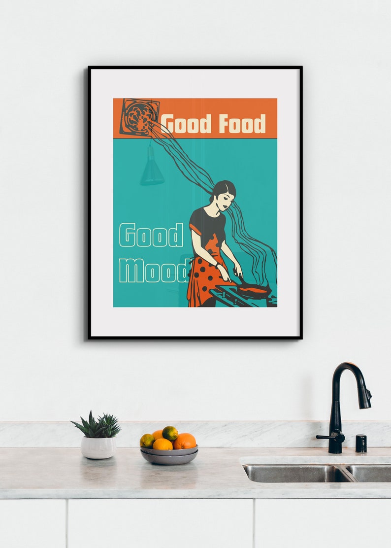 Retro Food Poster, Mcm Kitchen Wall Art, Mid Century Modern Decor ...