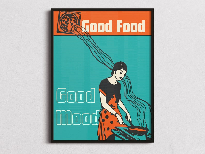 Retro Food Poster, Mcm Kitchen Wall Art, Mid Century Modern Decor ...