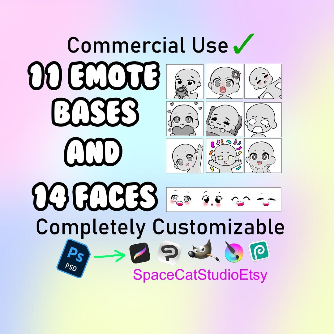 Twitch Emotes, Emote Base Pack, Draw Your Own Emotes, Customize Emotes ...