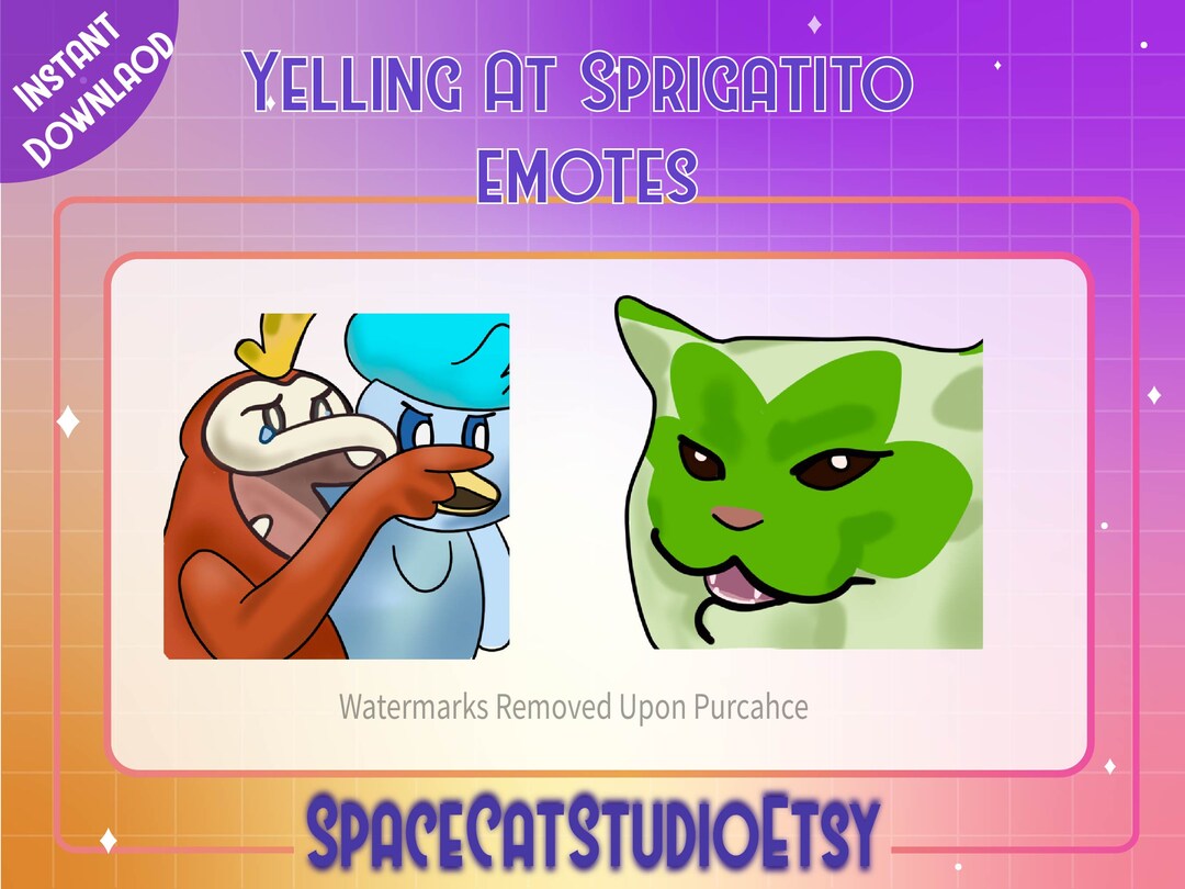 Pokémon Scarlet and Violet Starter Meme Emotes Yelling at Sprigatito - Etsy