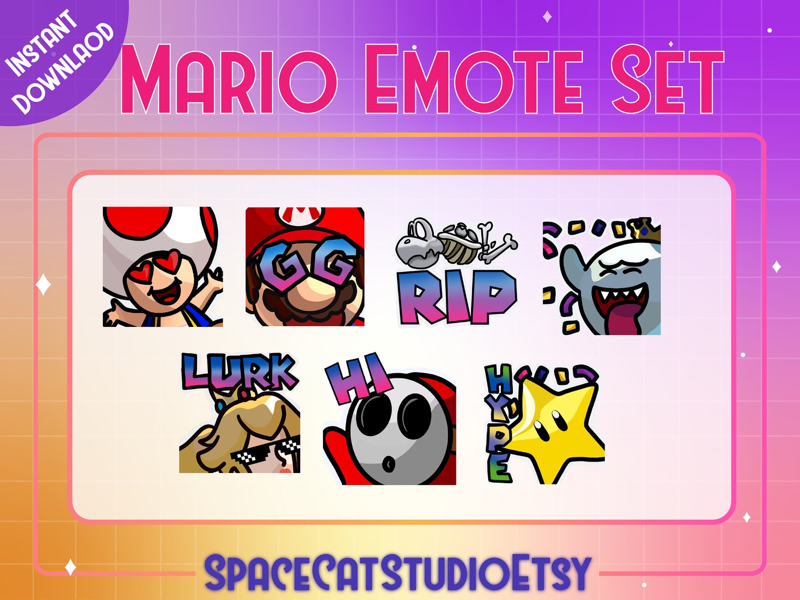Mario Emote Set Mario Kart Emote Set Premade for Twitch Download ...