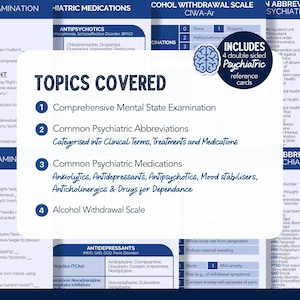 Psychiatric Nursing Reference Card Bundle, Mental Health Badge Card ...
