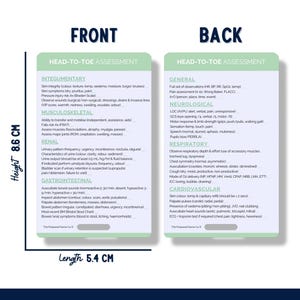 Head-to-toe Assessment, Nursing Reference Card, Systems Assessment ...