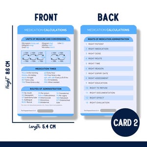 Medication Calculation Nurse Reference Card, Drug Calculation Badge ...
