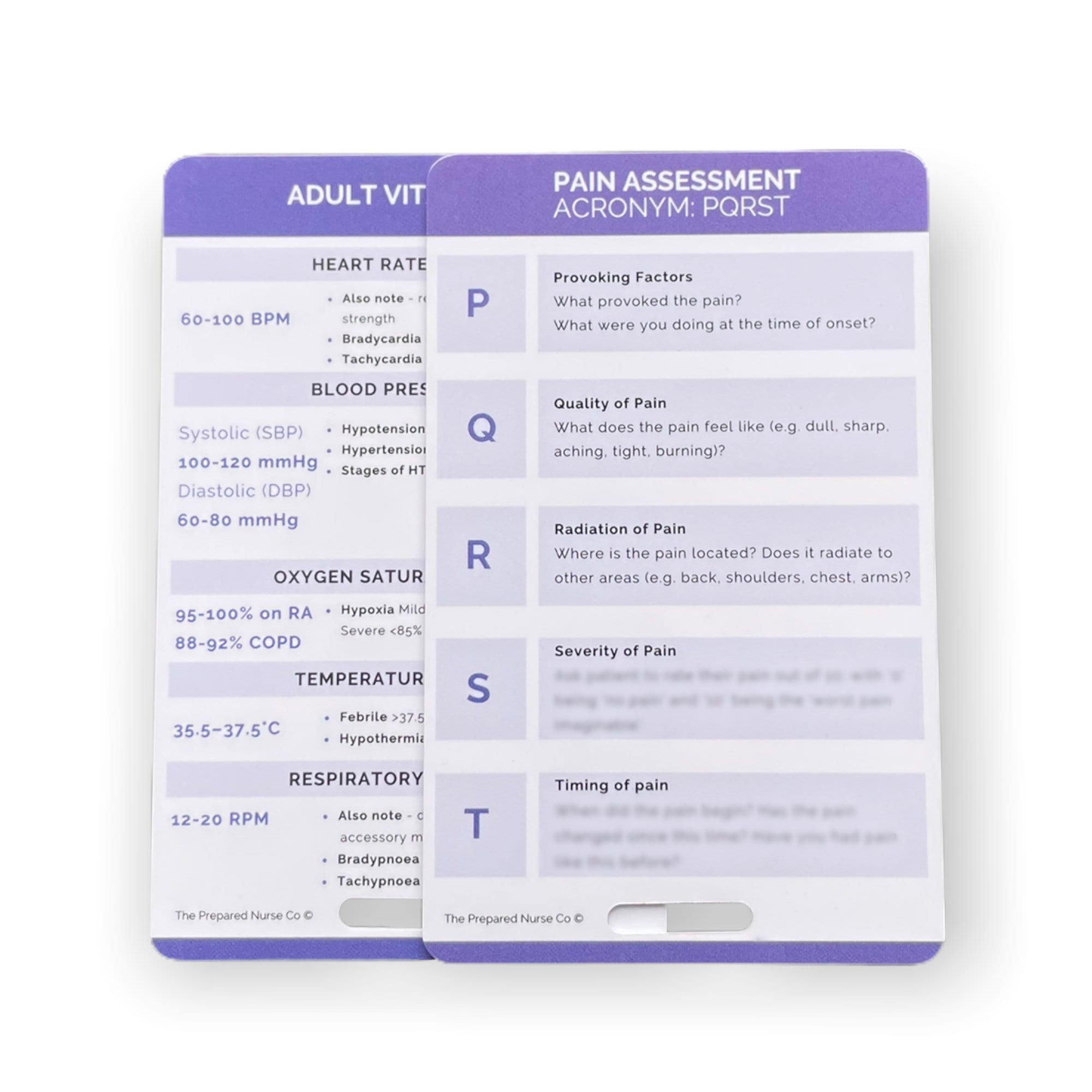 Adult Vital Signs & Pain Assessment Nursing Reference Card | Etsy