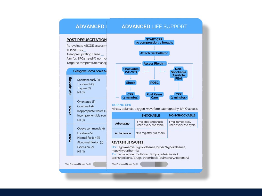 Advanced Life Support, Nursing Reference Card, ACLS Algorithm Badge ...