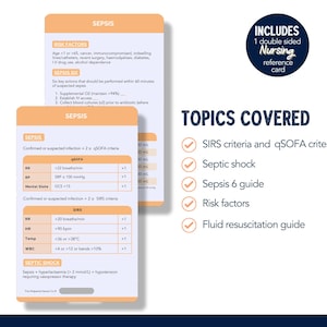 Sepsis Reference Card, Sepsis 6 Nursing Guide, SIRS Criteria, Qsofa ...