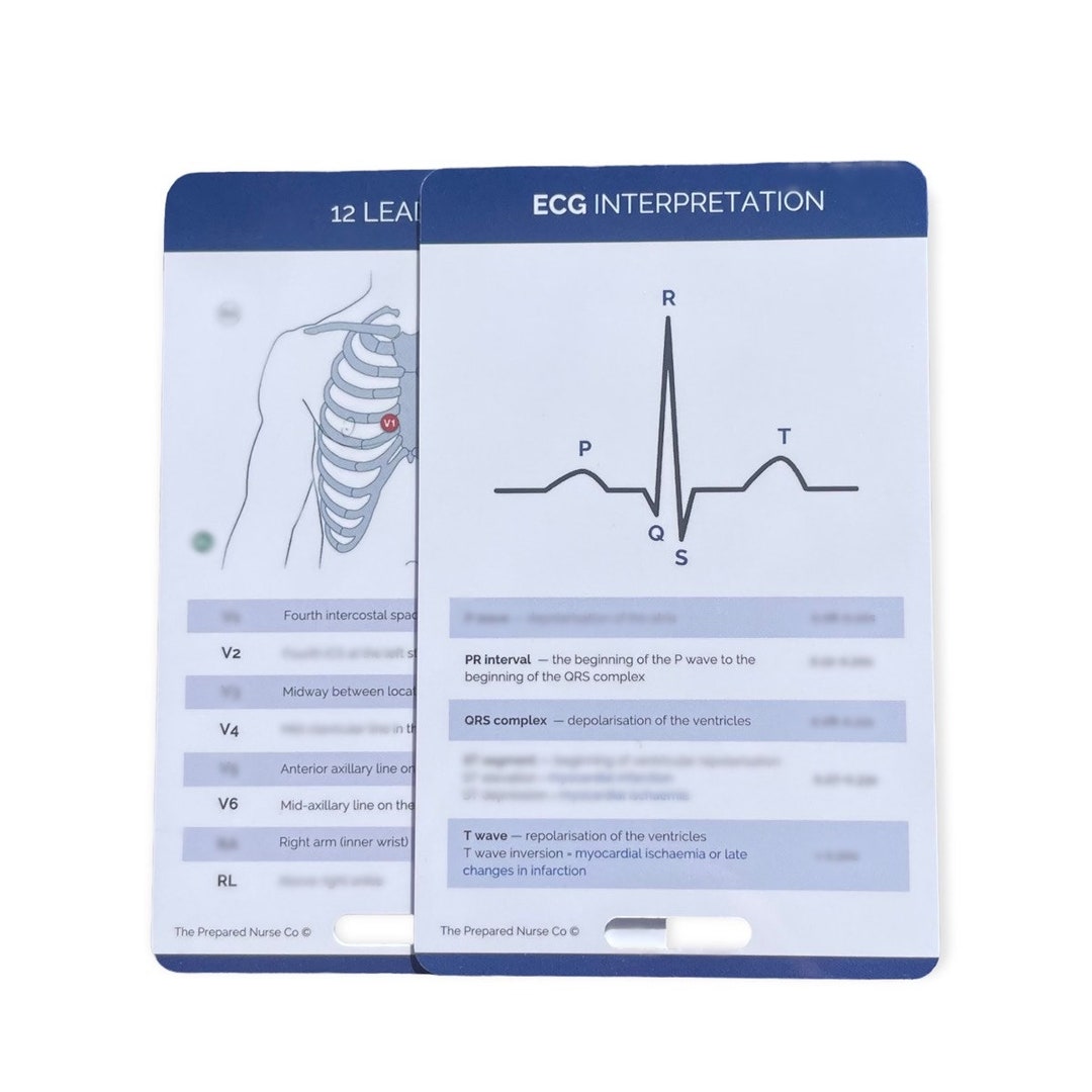 ECG Interpretation Nursing Reference Card, Badge Card, Nursing Student ...