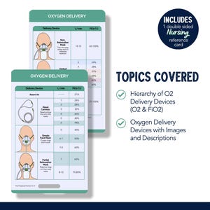 Oxygen Delivery, Nurse Reference Card, Student Nurse Badge Card, Oxygen ...