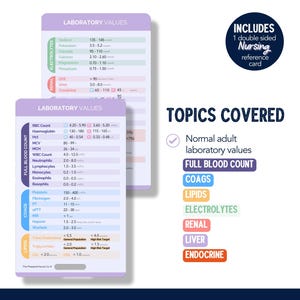 Laboratory Values, Nurse Reference Card, Nurse Badge Lab Values, Badge ...