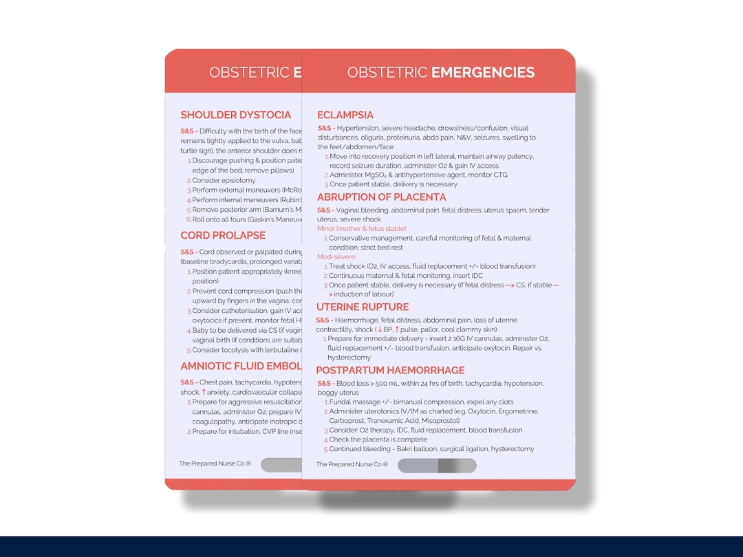 Obstetric Emergencies, Midwifery Reference Card, Midwife Badge Card ...
