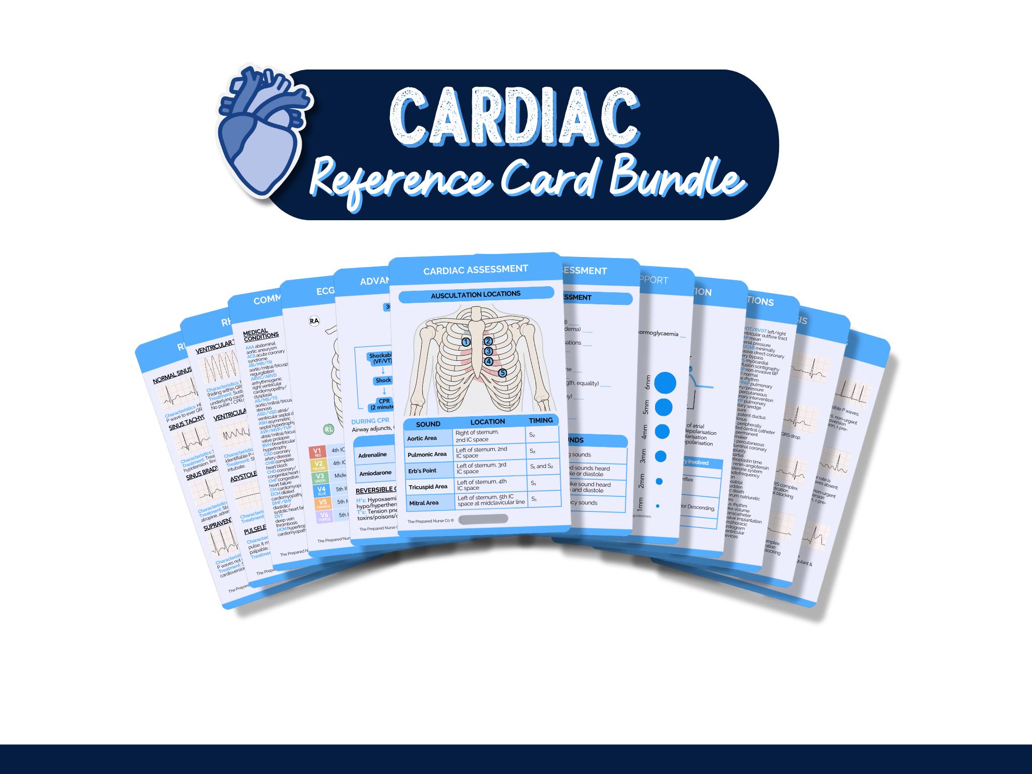 Cardiac Nurse Reference Card Bundle, Cardiac Badge Card Pack, Cardiac ...
