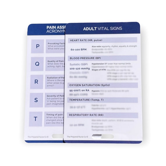 Adult Vital Signs & Pain Assessment Nursing Reference Card - Etsy