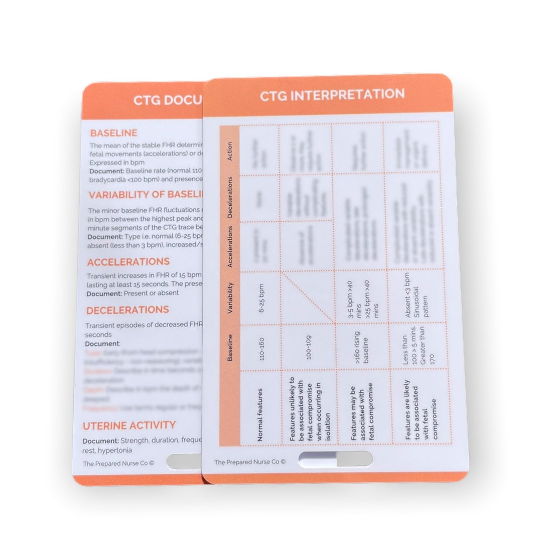 CTG Interpretation Midwifery Reference Card, Badge Card, Lanyard Card ...