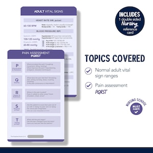 Adult Vital Signs, Nurse Reference Card, Vital Signs Badge Buddy, Vital ...