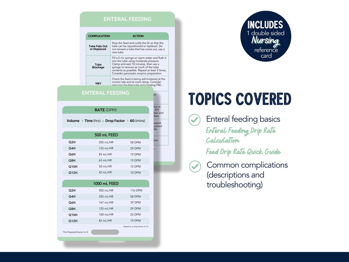 Enteral Feeding Nursing Reference Card, Nurse Badge Card, Nurse Badge ...