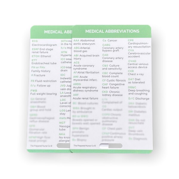 Nursing Abbreviation Cards - Etsy
