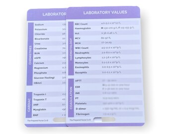 Lab Values Badge Pocket Card Reference Vertical for Nurse Paramedic EMT ...