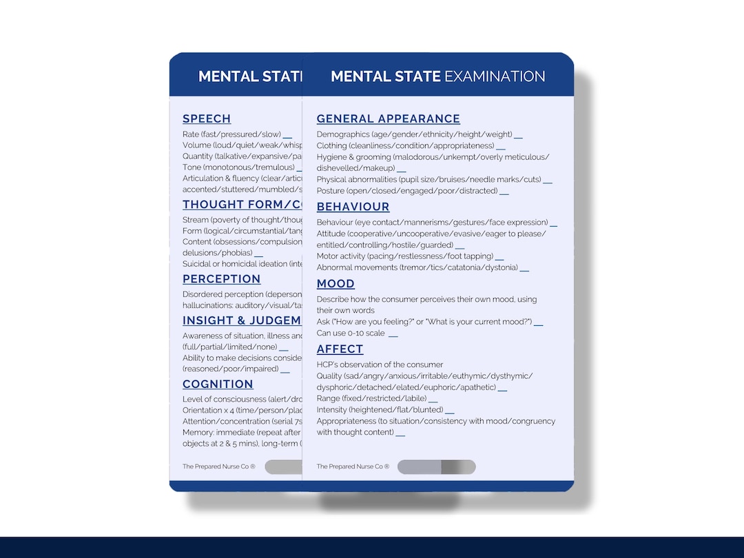 Mental State Examination, MSE Badge Card, MSE Badge Buddy, Psychiatric ...