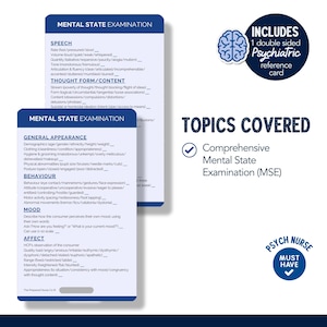 Mental State Examination, MSE Badge Card, MSE Badge Buddy, Psychiatric ...