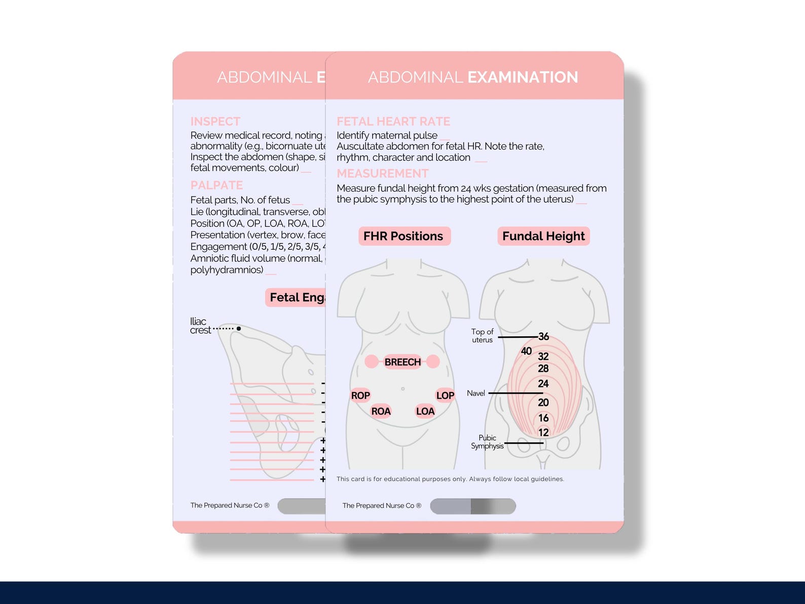 Abdominal Examination, Student Midwife Reference Card, Midwife Badge ...