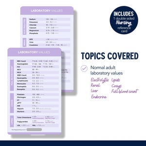 Laboratory Values, Nurse Reference Card, Nurse Badge Lab Values, Badge ...