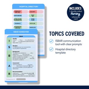 ISBAR Handover Nursing Reference Card, ISBAR Badge Card, Nurse Handover ...