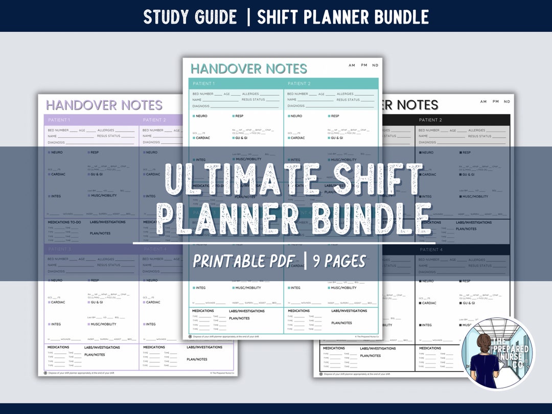 Nurse Shift Planner, New Nurse Shift Planner, 12 Hour Shift Planner, 8 ...
