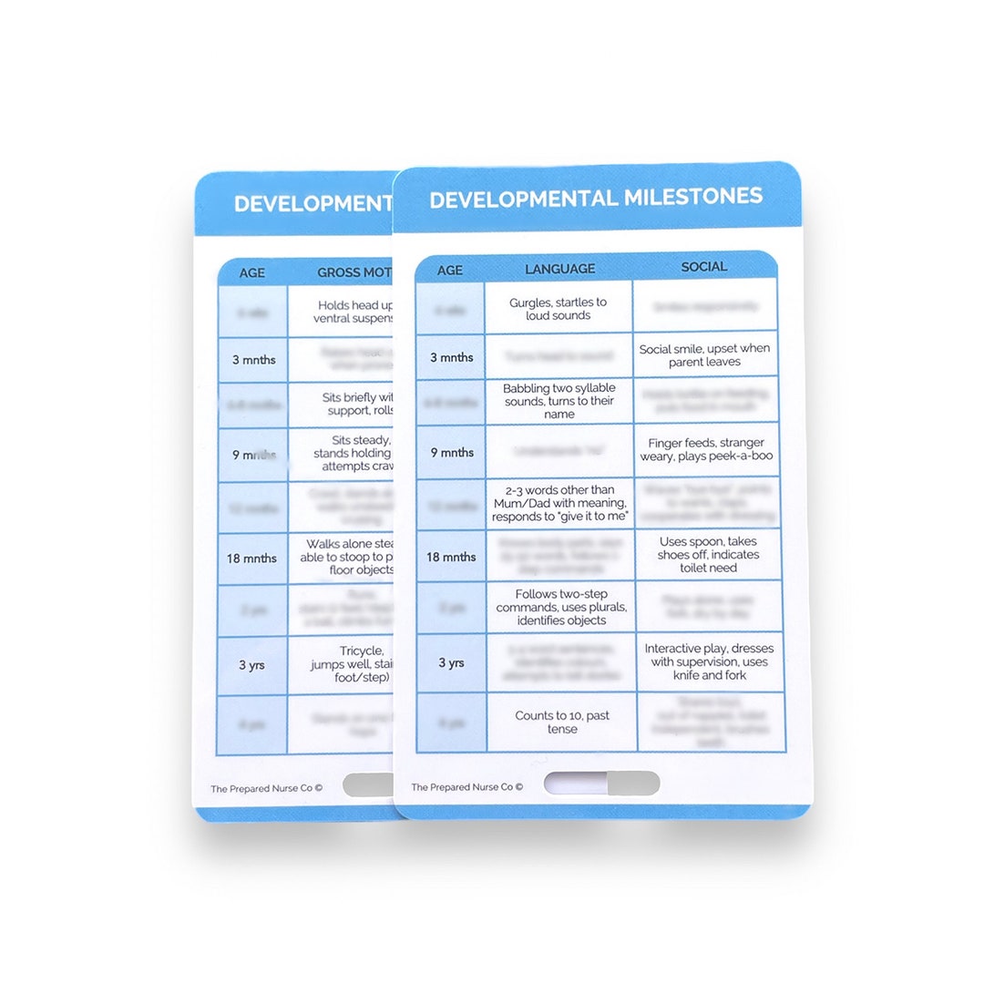 Developmental Milestones Nursing Reference Card, Badge Card, Paediatric ...