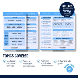 Medication Calculation Nurse Reference Card, Drug Calculation Badge ...
