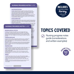 Nursing Progress Notes, Nurse Reference Card, Student Nurse Badge Card ...