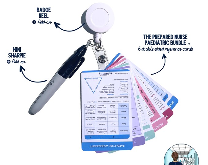 Complete Nurse Vertical Badge Card Set 13 Cards for ID Badge Clip Strap ...